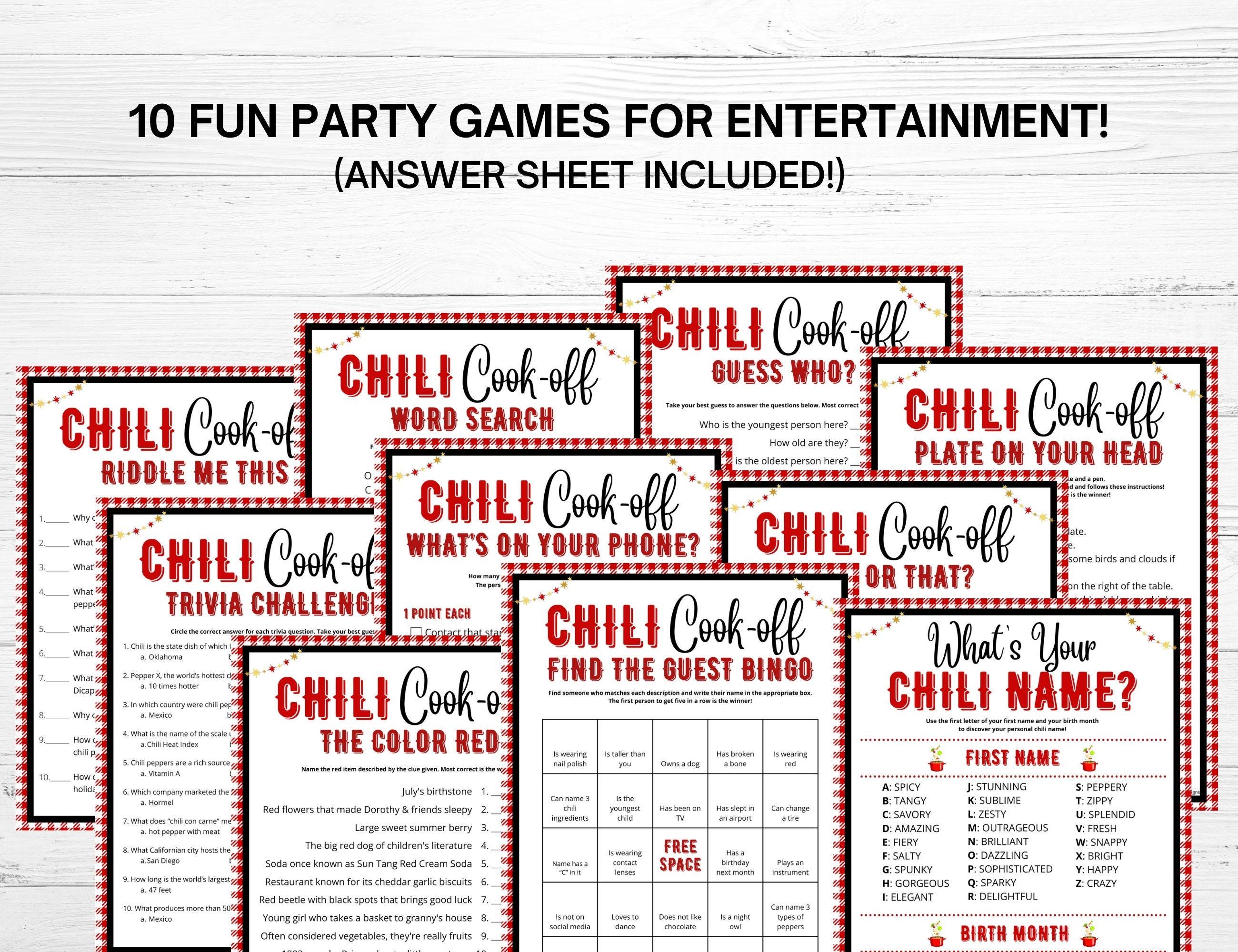 Chili Cook-off Contest Kit: Printable Party Award Certificates, Ballots ...