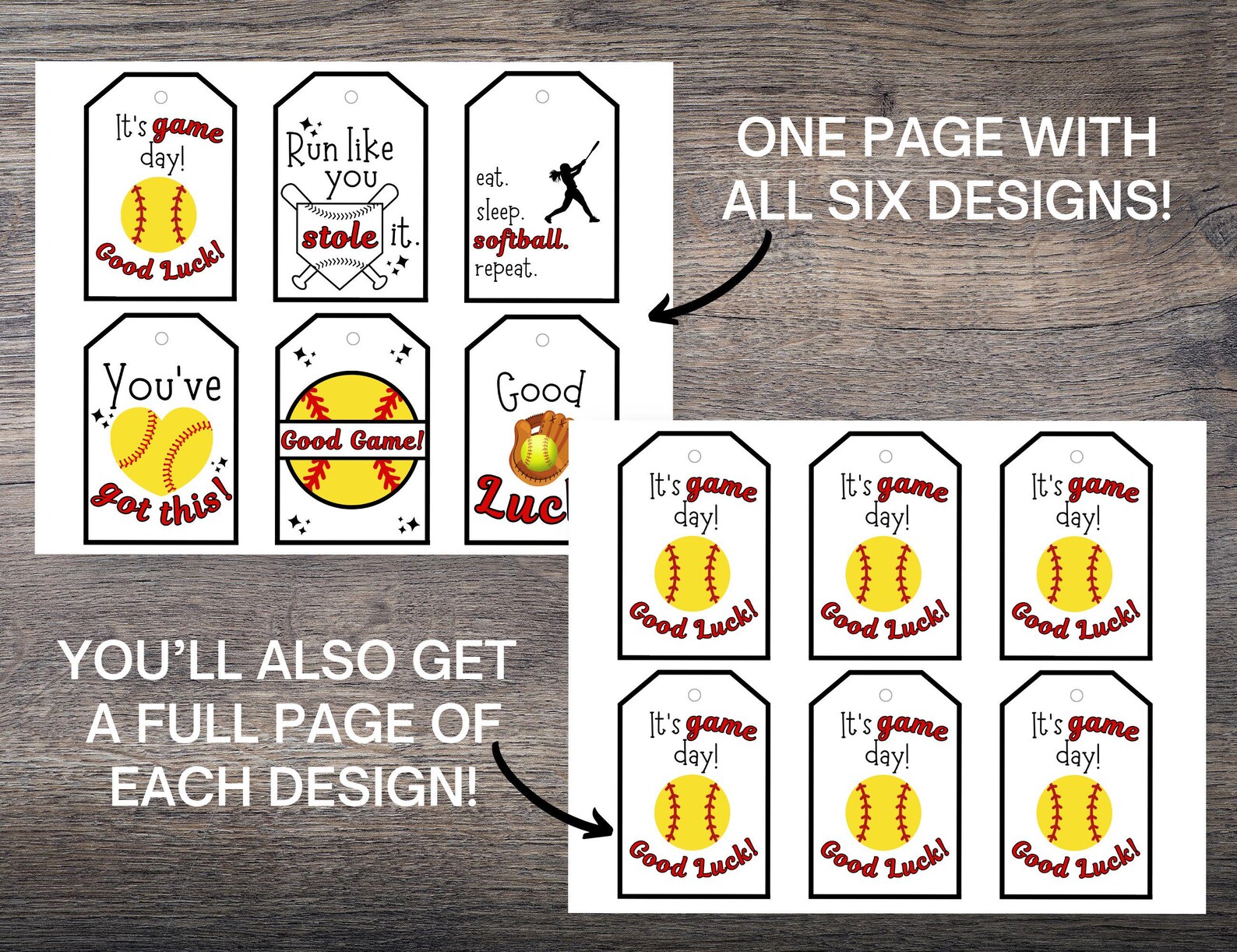 Softball Treat Tags: Team Snack Goodie Bag Printables (PDF) - Etsy