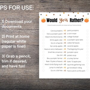 Fall Would You Rather Game for Kids and Adults Autumn - Etsy