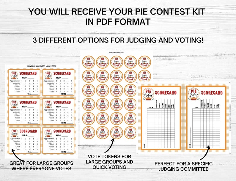 Pie Contest Kit: Printable Voting Ballots, Awards, Ribbons, Games and ...