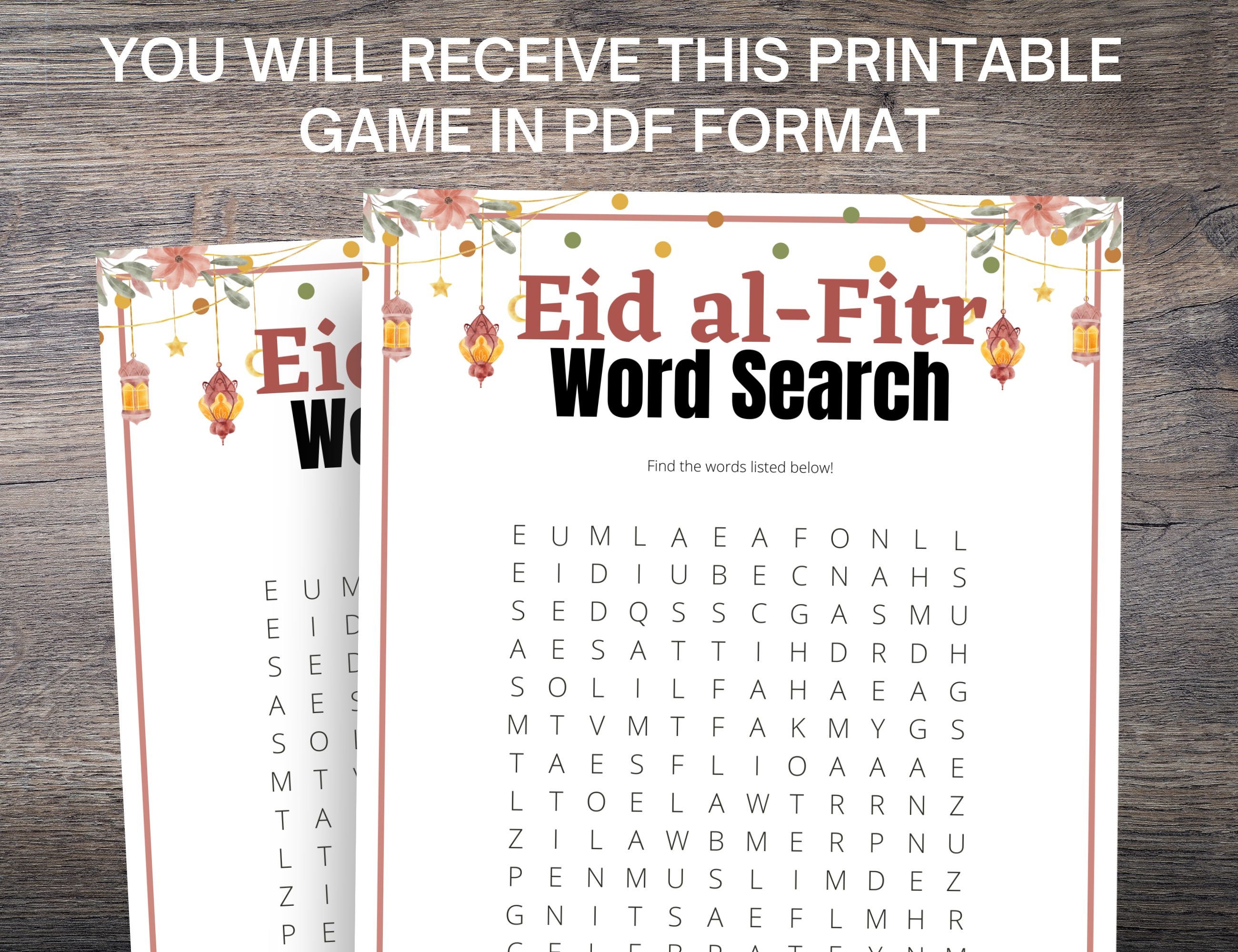 Eid Al-fitr Word Search Game Printable Eid Game for Kids - Etsy Canada