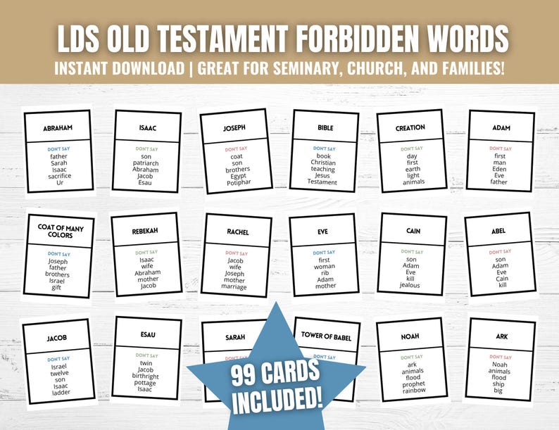 Old Testament Forbidden Words Game: LDS Seminary or Sunday School ...
