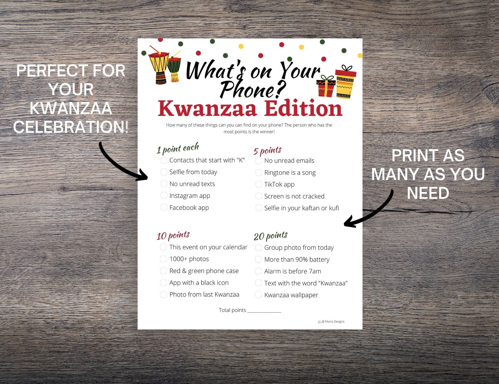 Kwanzaa What's on Your Phone Game Fun Kwanzaa Party Game - Etsy