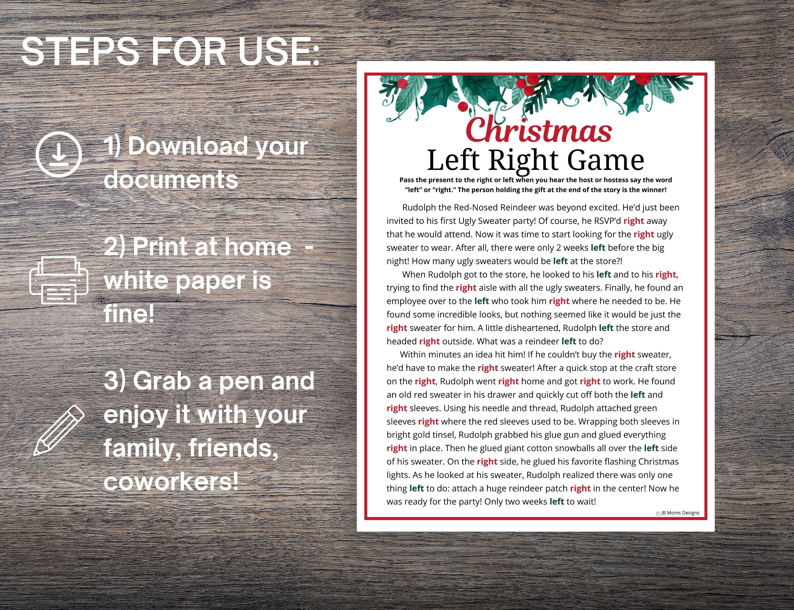 Christmas Left Right Game: Holiday Party Idea (PDF Download) - Etsy