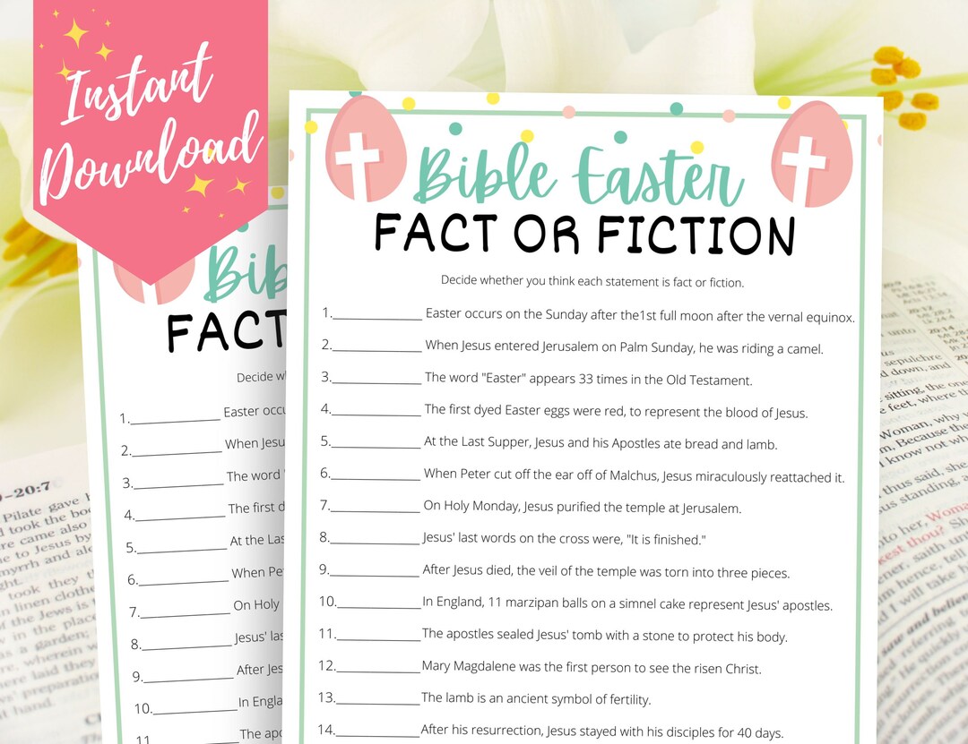 Bible Easter Fact or Fiction Game, Religious Easter Quiz for Sunday ...
