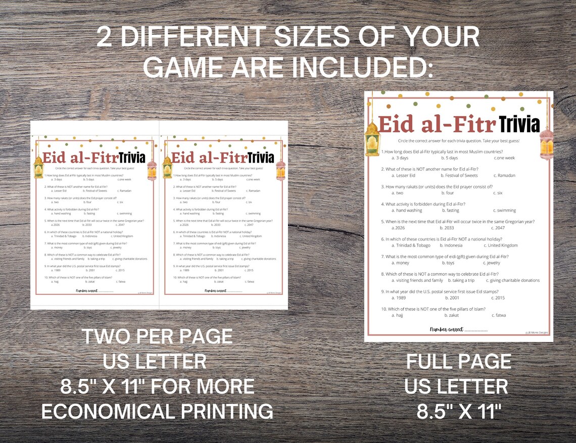 Eid Al-fitr Trivia Game: Printable Quiz (digital Download) - Etsy