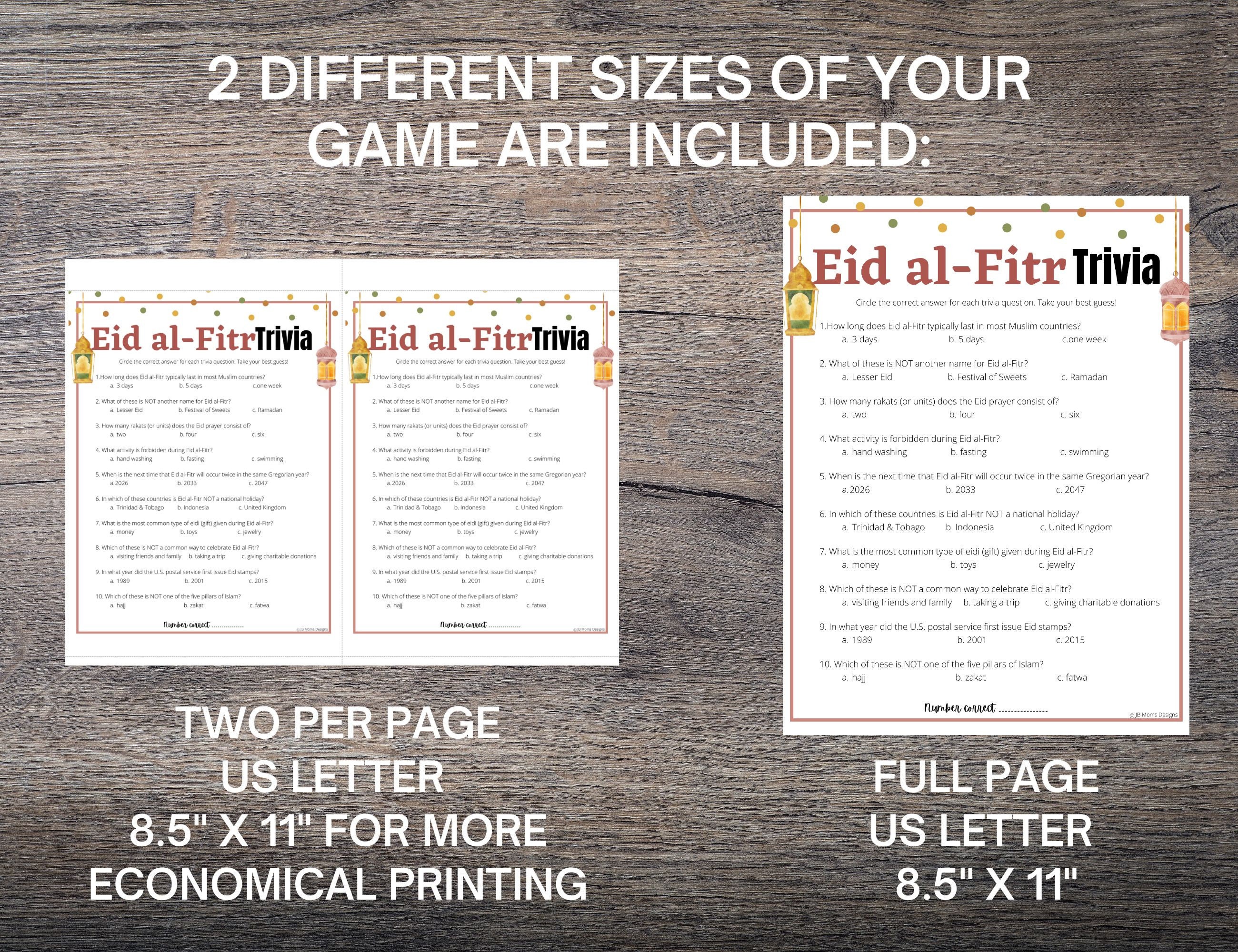 Eid Al-fitr Trivia Game: Printable Quiz (digital Download) - Etsy