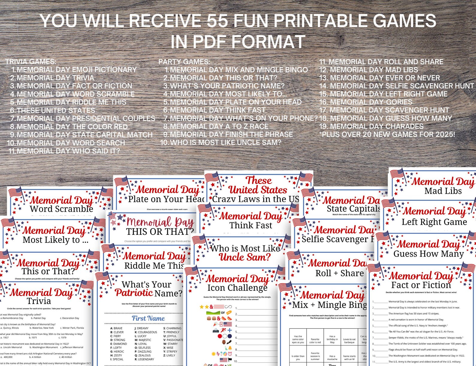 Memorial Day Games MEGA Bundle: 50+ Printable Activities and ...