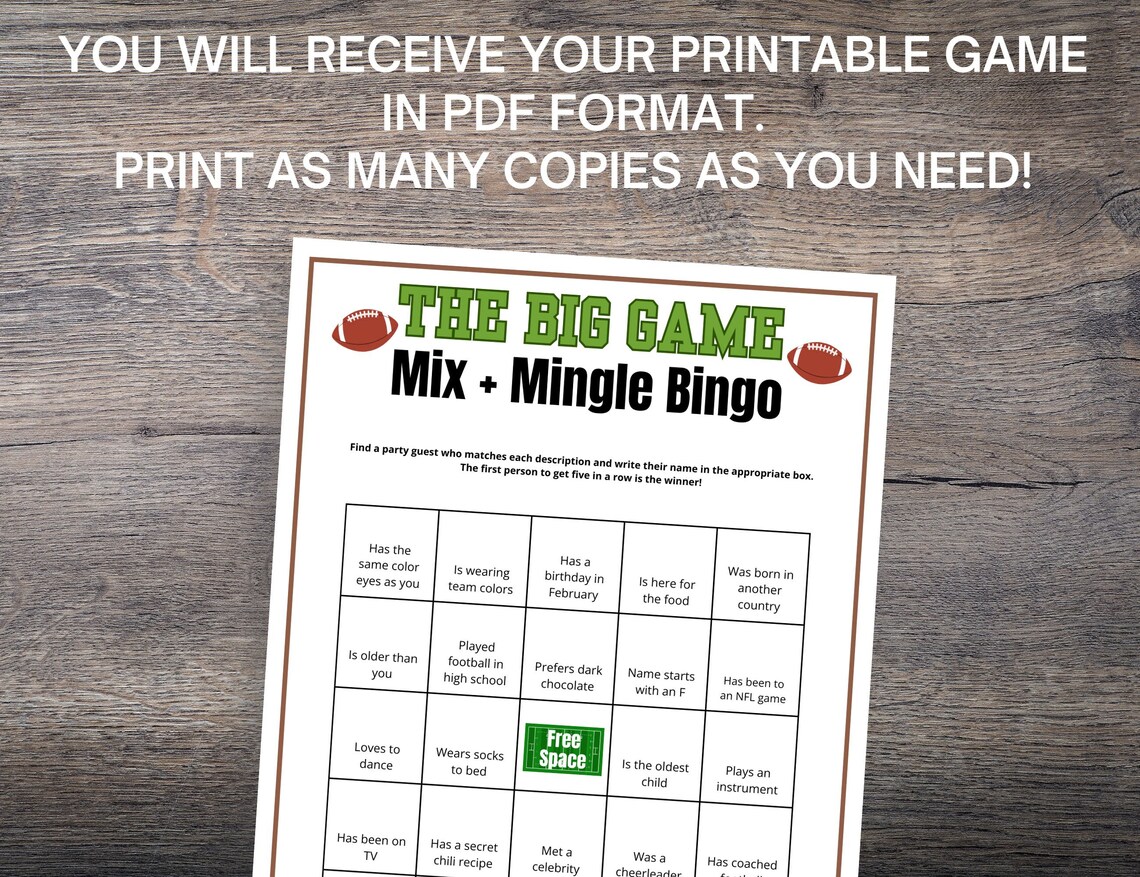Super Football Party Human Bingo Game: Mix and Mingle Icebreaker ...