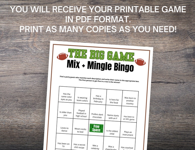 Super Football Party Human Bingo Game: Mix and Mingle Icebreaker ...