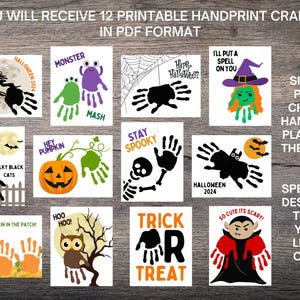 Halloween Handprint Craft Templates, Halloween Handprint Art, Printable ...