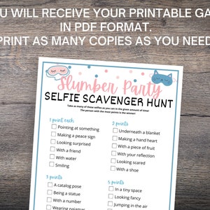 Slumber Party Selfie Scavenger Hunt Game for Tweens and Teens (PDF ...