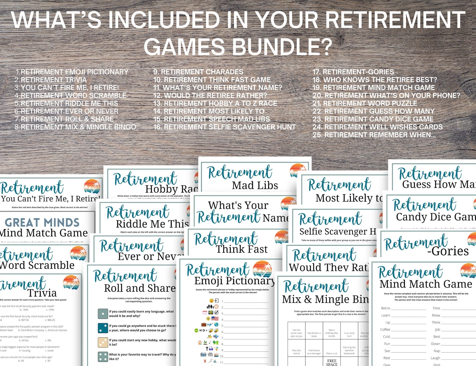 Retirement Party Games MEGA Bundle: 25 Fun Activities and Icebreakers ...
