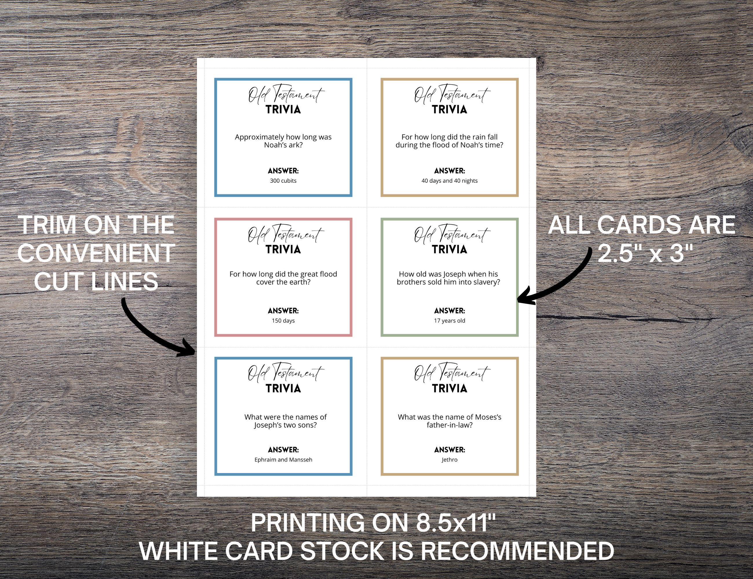 LDS Old Testament Trivia Game, for Seminary, Sunday School, Youth ...