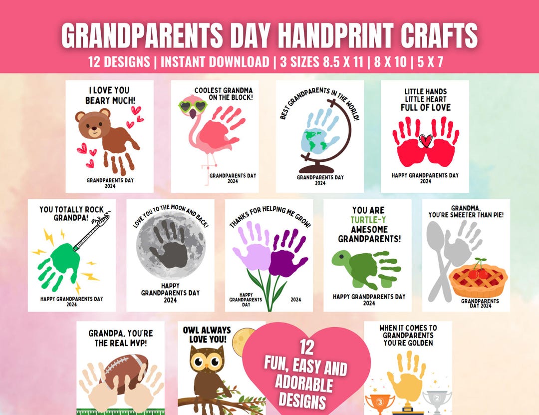 Grandparents Day Handprint Craft Bundle, Grandparents Handprint Art ...