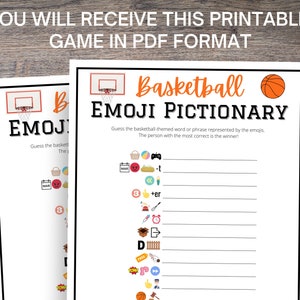 Basketball Emoji Pictionary Game, Fun Emoji Game for Basketball Party ...