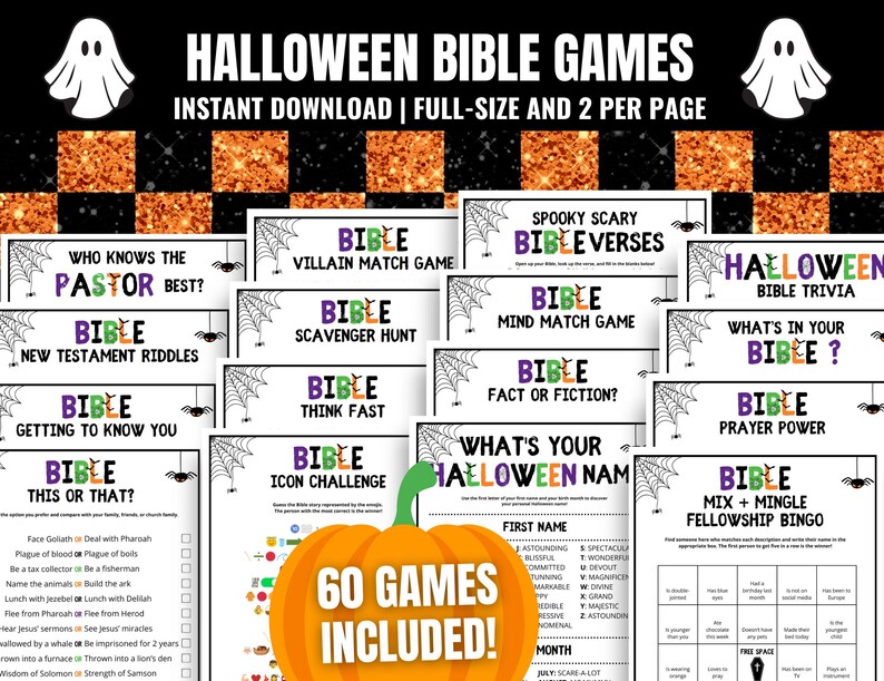 Halloween Bible Games Bundle: Church Party Activities and Christian ...