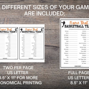 Name That College Basketball Team Printable Game, Fun Men's College ...