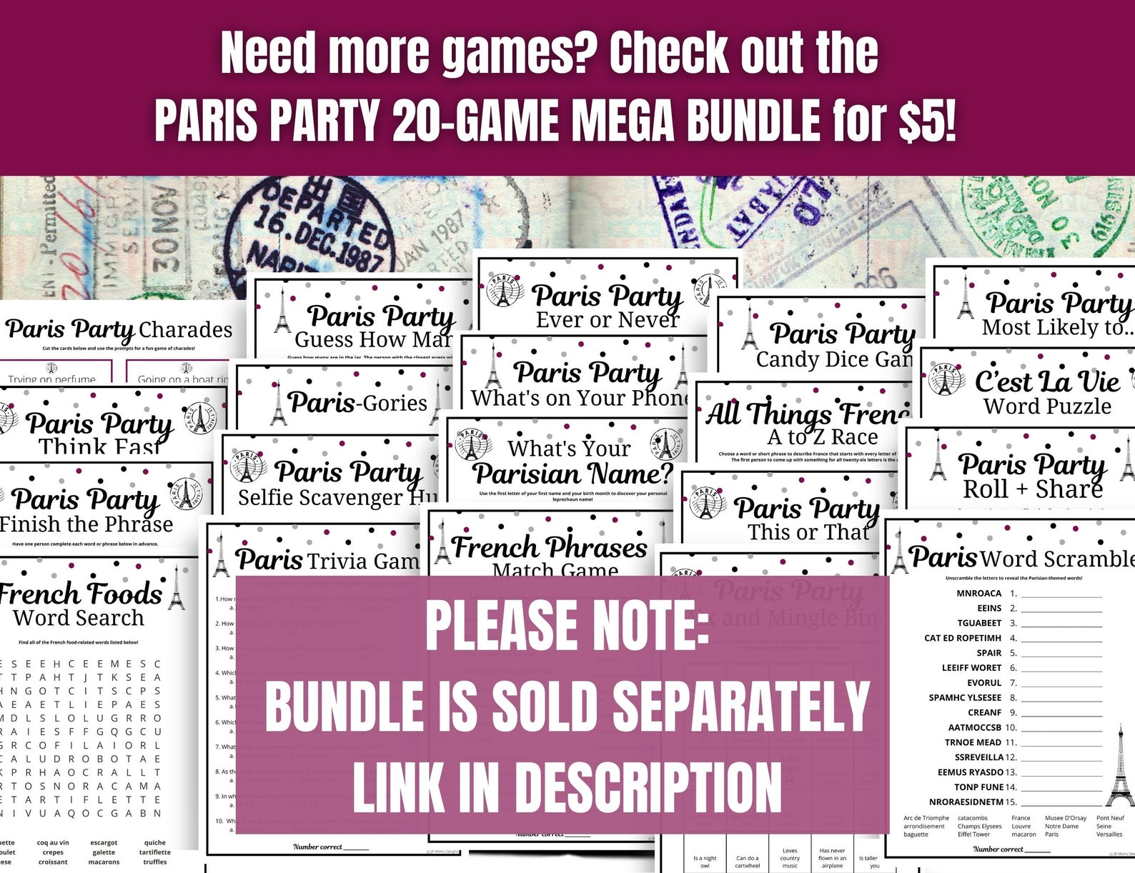Paris Trivia Game: Fun French Party Quiz (digital Download) - Etsy