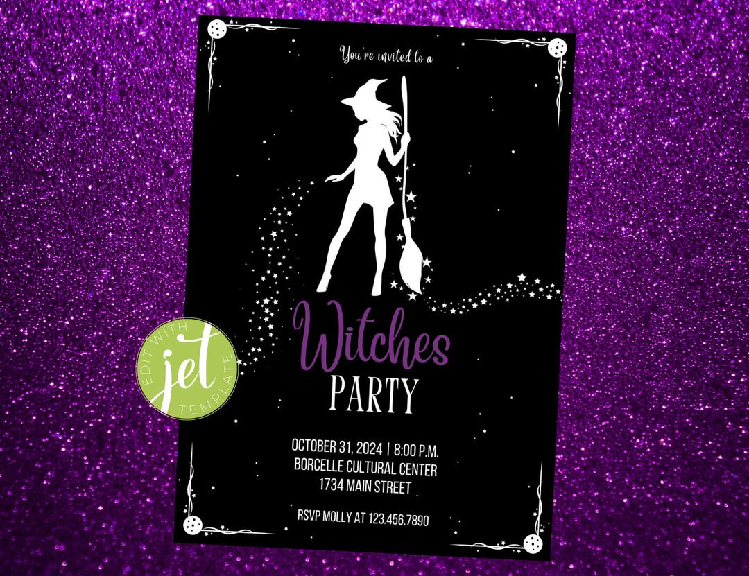 Witches Night Editable Invitation, Witches Party Invite, Halloween ...