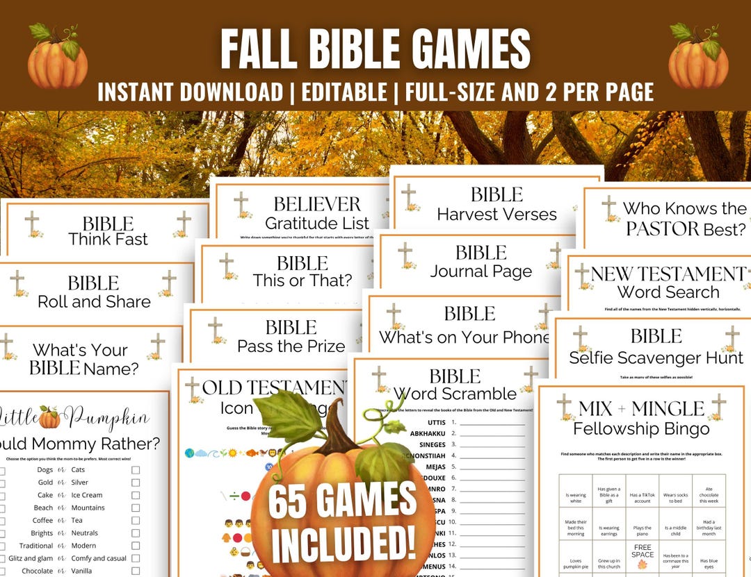 Fall Bible Games MEGA Bundle: 65 Printable Christian Activities and ...