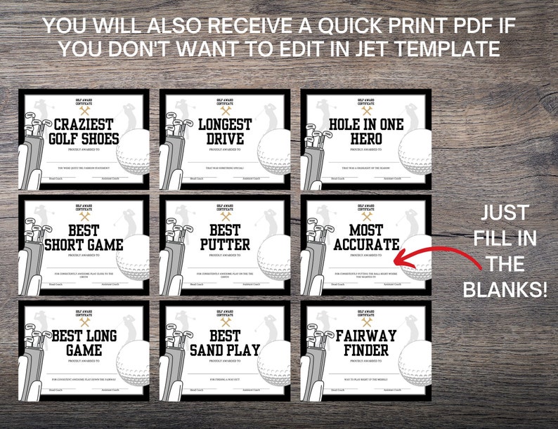 Editable Golf Award Certificates: End of Season Team Awards (digital ...