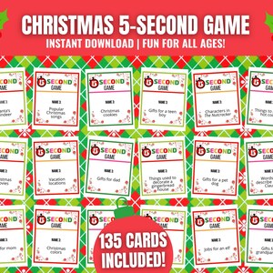 Christmas 5 Second Game: Fun Holiday Party Activity (printable) - Etsy