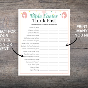 Bible Easter Think Fast Game, Christian Easter Activity for Teens ...