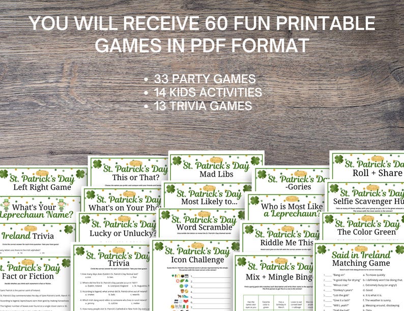 St. Patrick's Day Games MEGA Bundle: 60 Fun Party Activities and ...
