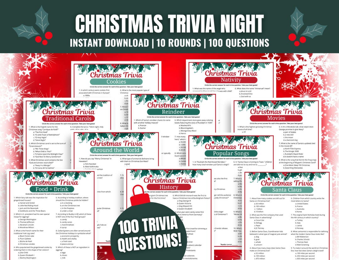 Christmas Trivia Night Bundle: 10 Holiday Games (PDF Download) - Etsy