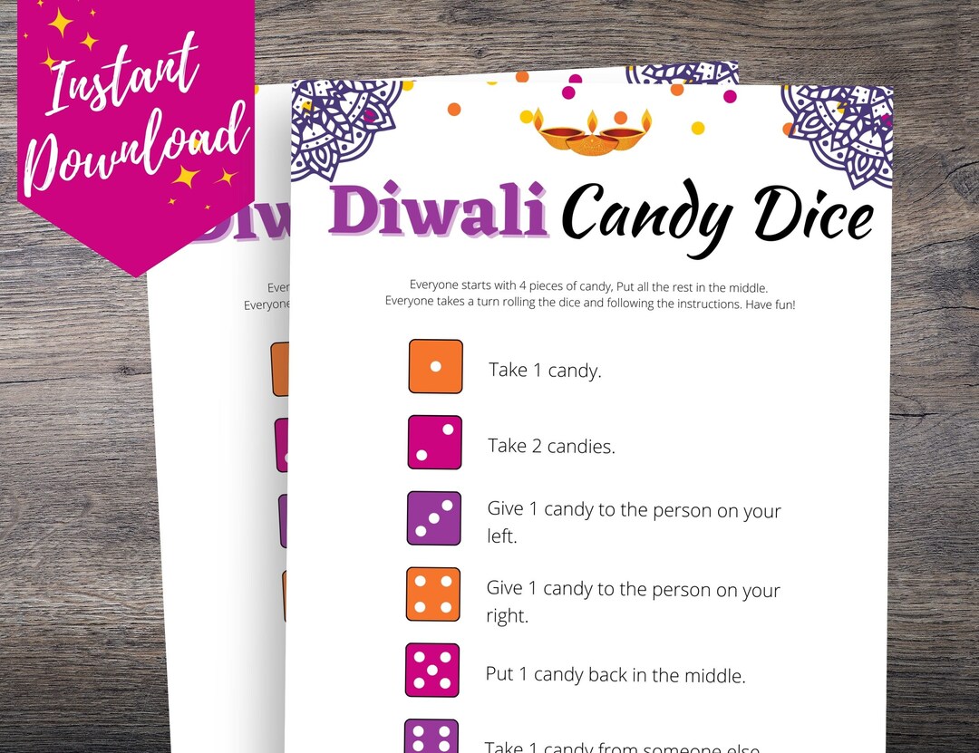 Diwali Candy Dice Game for Kids, Teens, & Adults, Fun Diwali Party Game ...