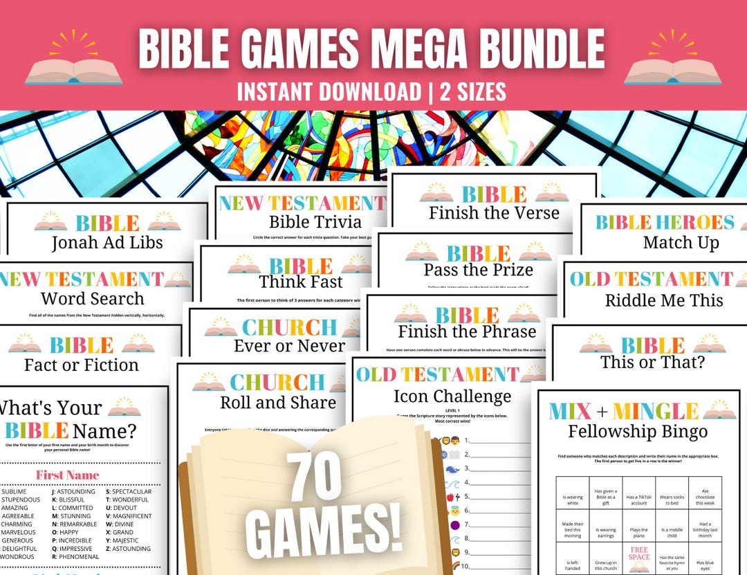 Bible Games Bundle: 70 Christian Activities (digital Download) - Etsy