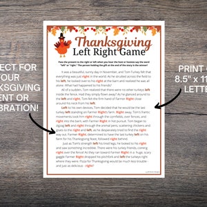 Thanksgiving Left Right Game, Funny Thanksgiving Game for Kids, Teens ...