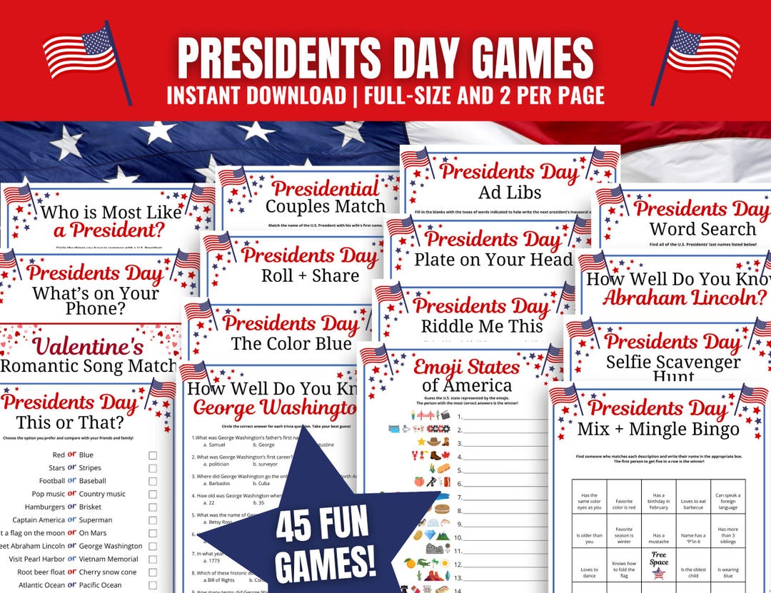Presidents Day Games MEGA Bundle, Presidents Day Trivia Games ...