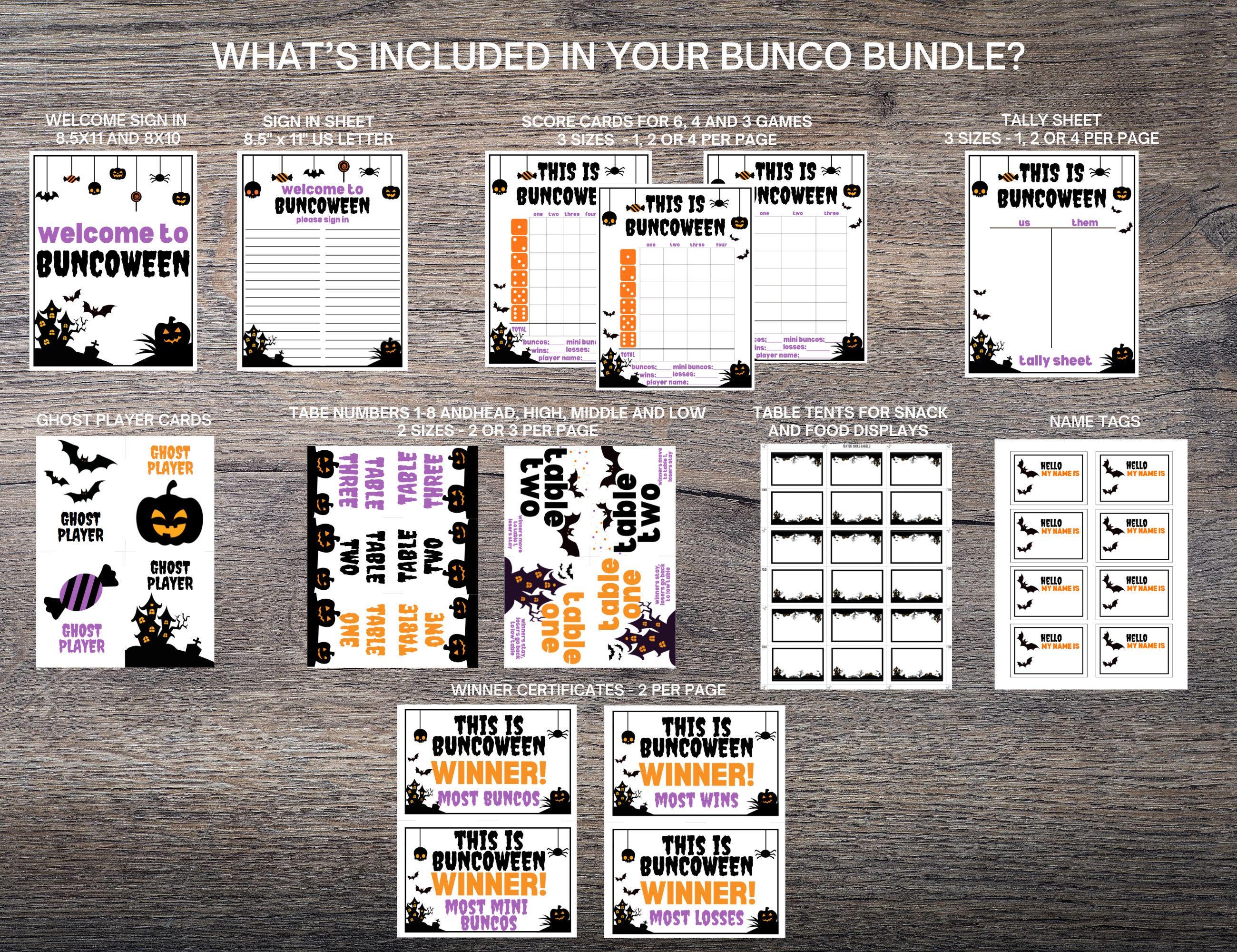 Buncoween Halloween Bunco MEGA Bundle: Printable Scorecards, Tally ...