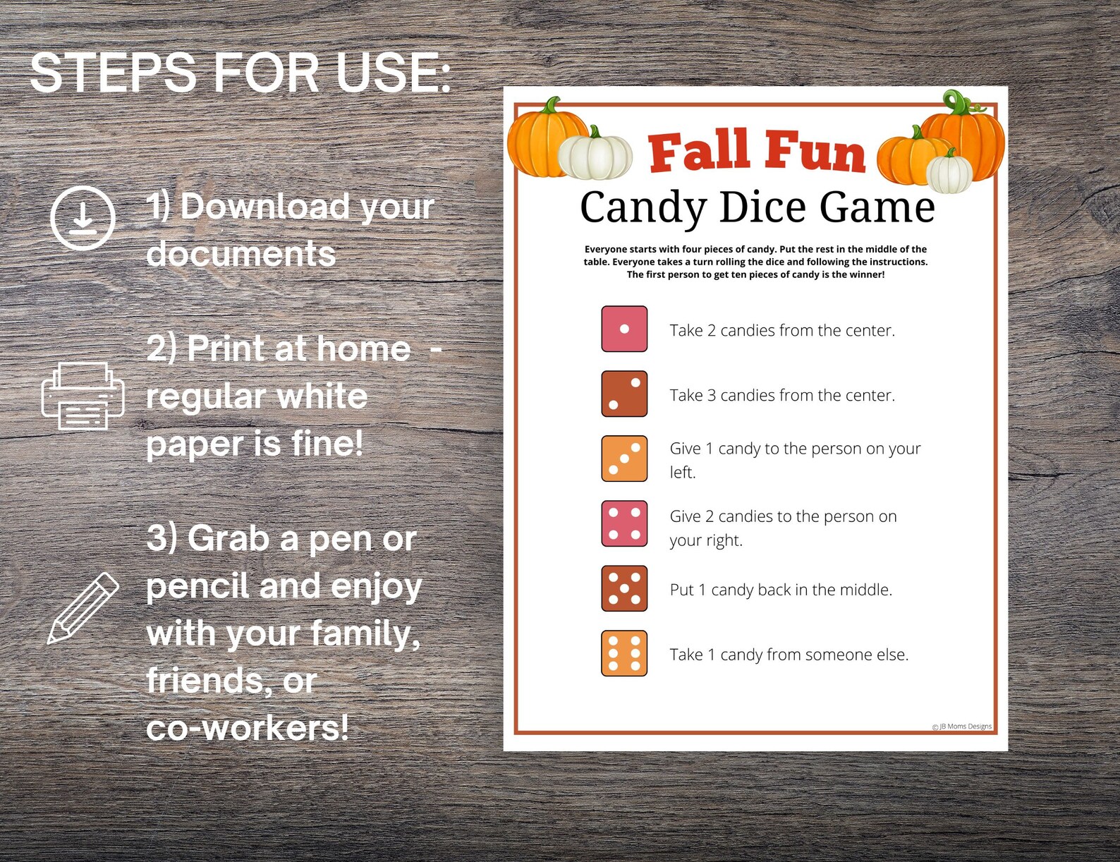 Fall Candy Dice Game: Fun Autumn Party Activity (digital Download) - Etsy