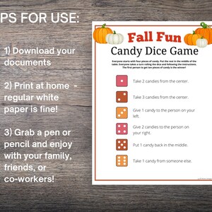 Fall Candy Dice Game: Fun Autumn Party Activity (digital Download) - Etsy