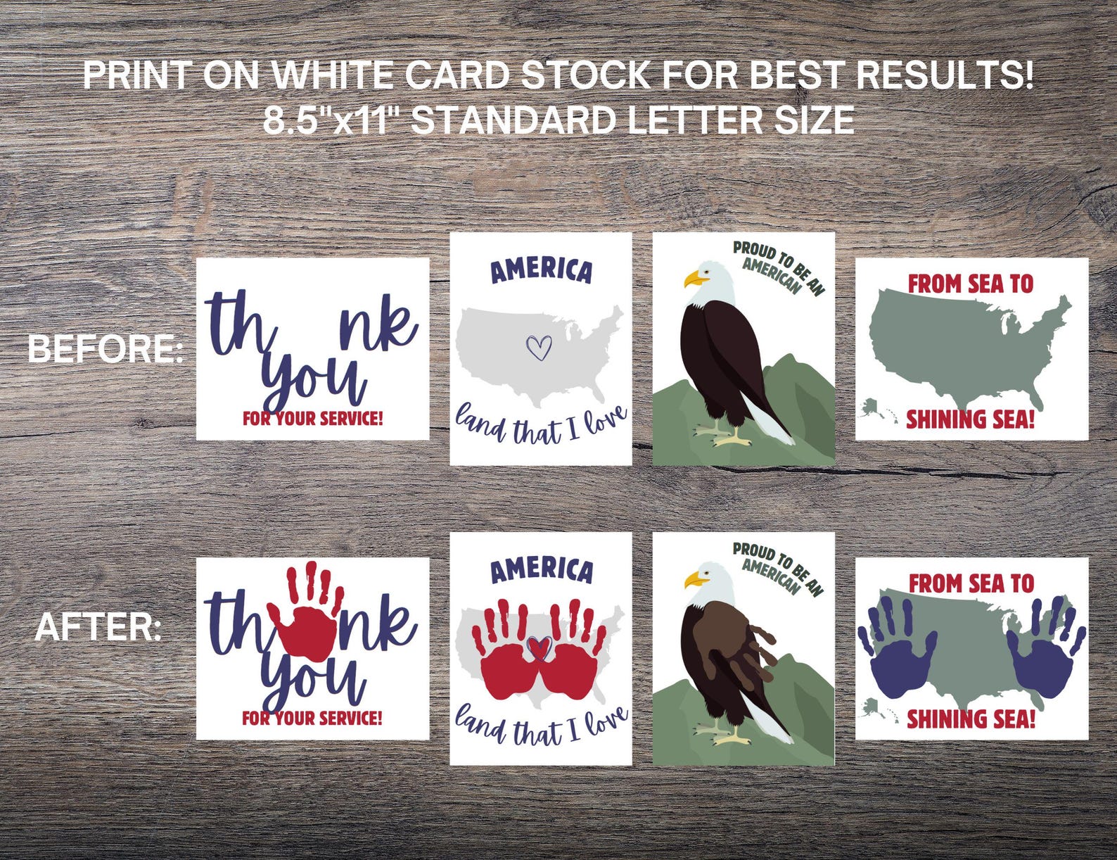 Patriotic Handprint Craft Templates: USA Holiday Kids Art (digital ...