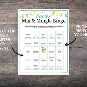 Easter Mix & Mingle Human Bingo Game, Easter Icebreaker Game, Guest ...