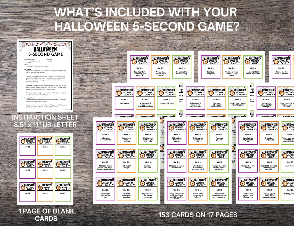 Halloween 5-second Game: Family Party Fun (printable PDF) - Etsy