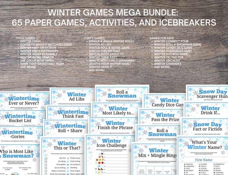 Winter Games SUPER Bundle: Party Bundle, Pictionary, 5-second Game and ...