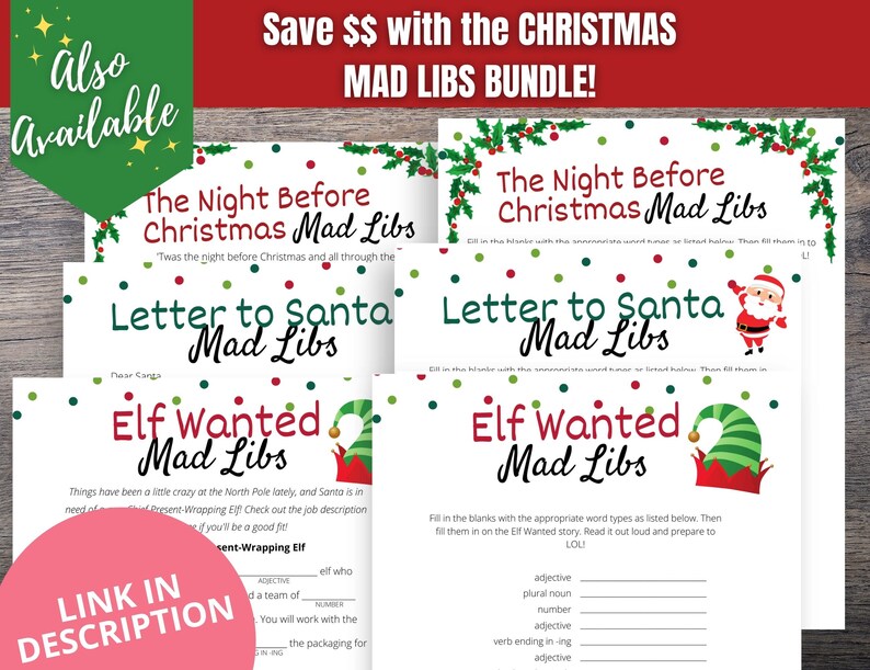 Christmas Ad Lib Game Funny Elf Mad Libs Game Christmas Day - Etsy