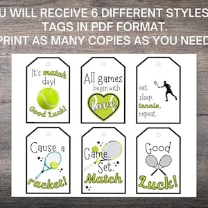 Tennis Team Treat Tags: Good Luck Snack Tags (PDF) - Etsy