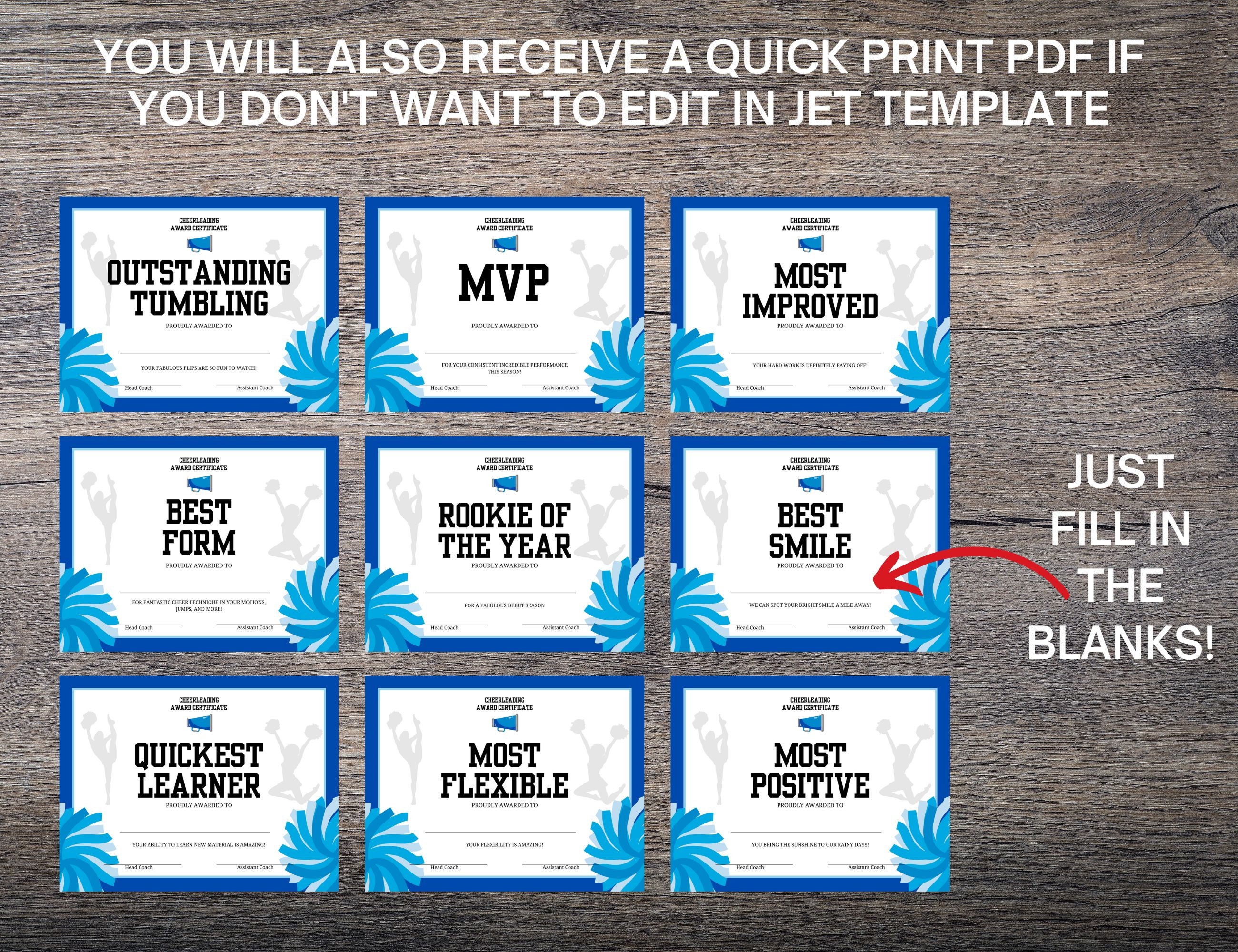 Editable Cheerleading Award Certificates: End of Season Team Awards ...
