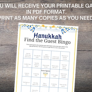 Hanukkah Find the Guest Bingo Game for Adults and Teens, Hanukkah Human ...