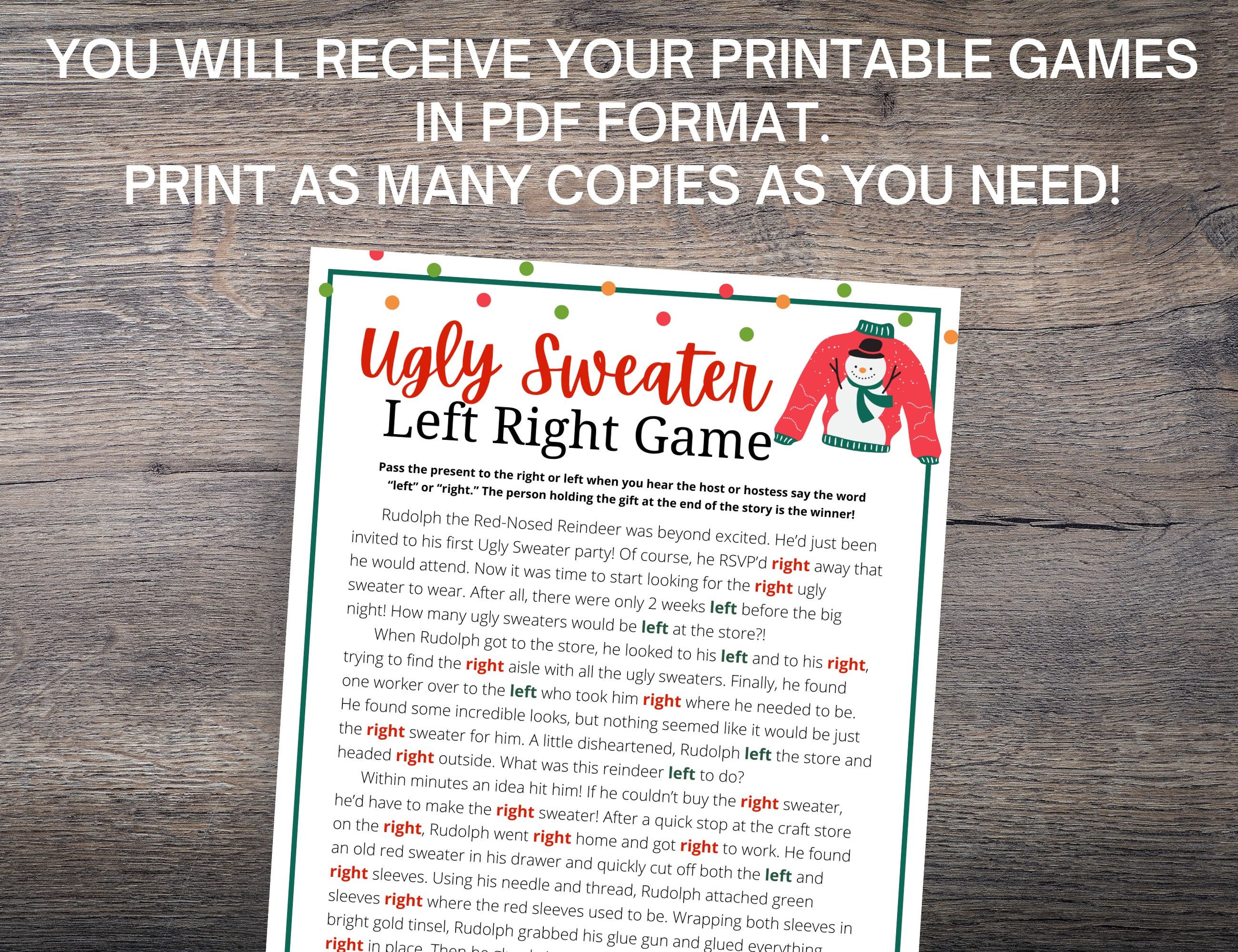 Ugly Sweater Left Right Game: Holiday Party Pass the Present Icebreaker ...