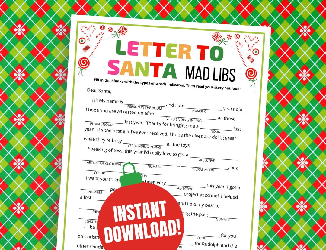 Christmas Mad Libs Game: Fun Holiday Party Activity (digital Download ...