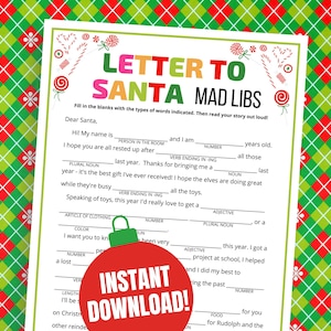 Christmas Mad Libs Game: Fun Holiday Party Activity (digital Download ...