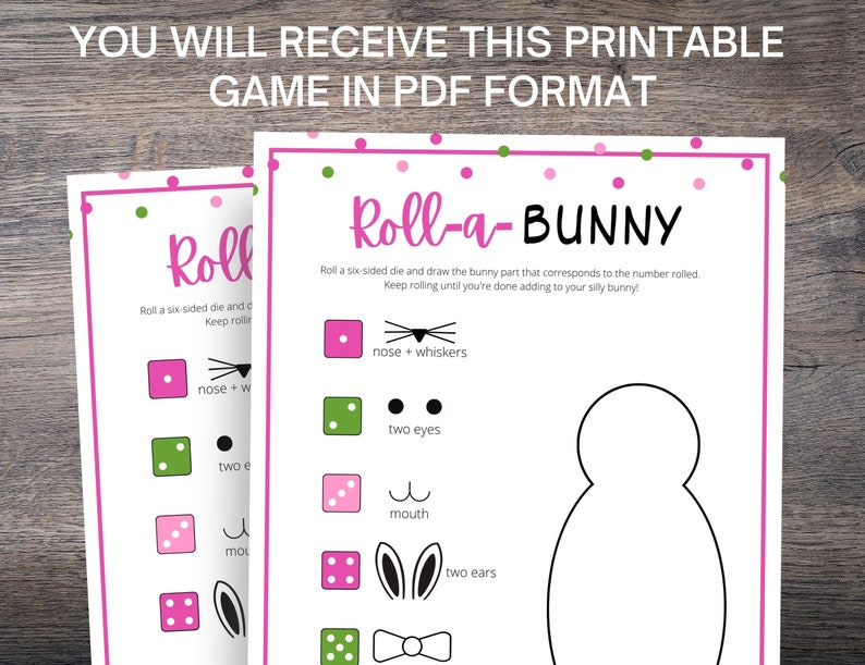 Spring Roll a Bunny Game Fun Spring Game for Class Party - Etsy