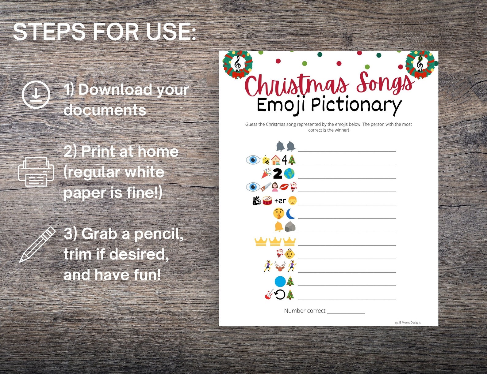 Christmas Music Emoji Pictionary Game Christmas Emoji - Etsy